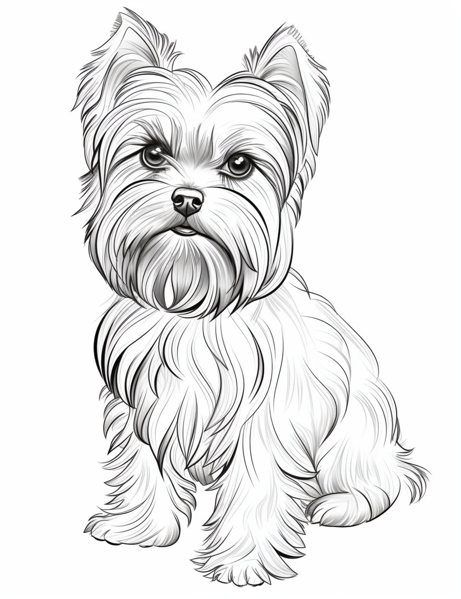 Yorkshire Terrier Yorkie Coloring Pages Pet Portrait - Etsy UK