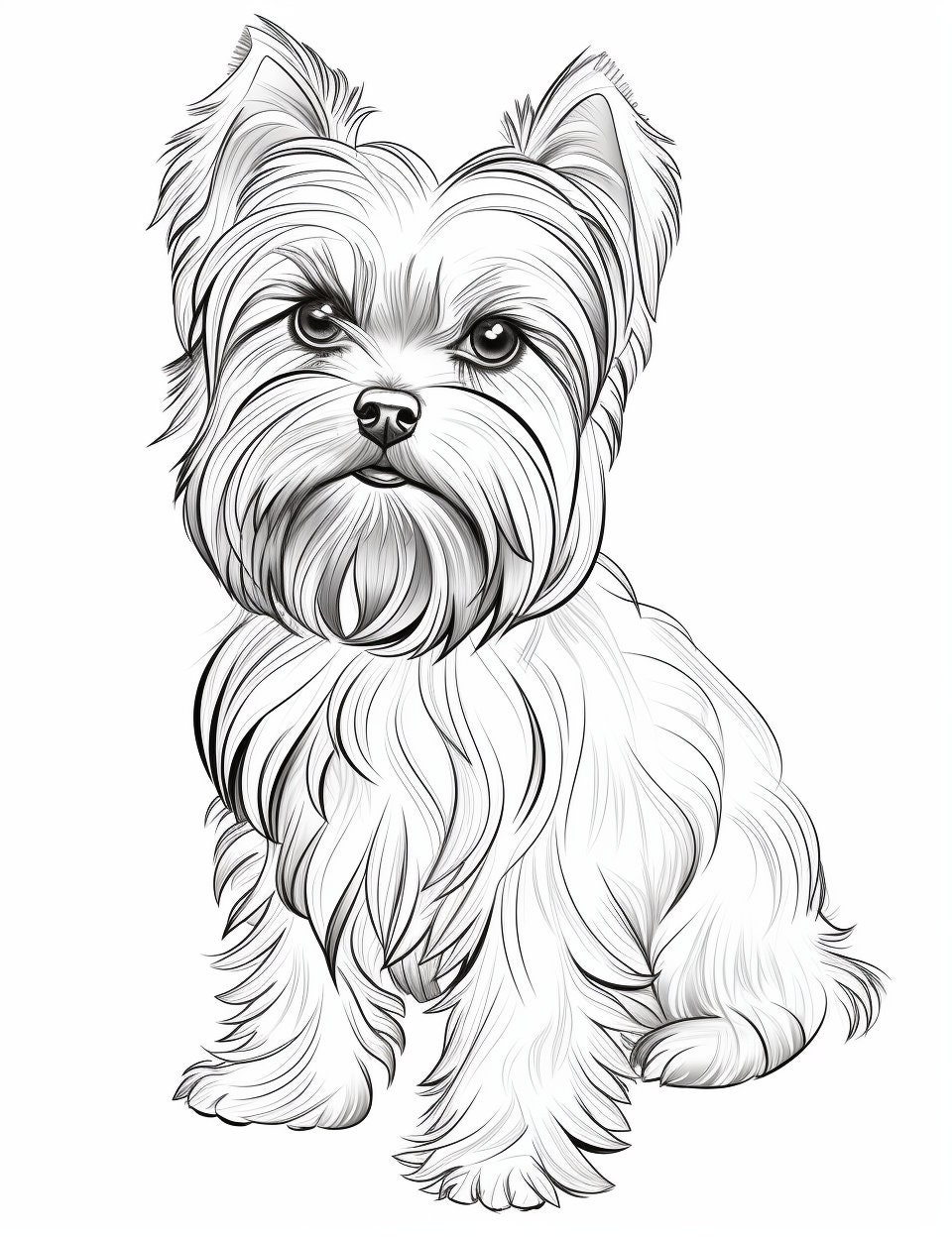 Yorkshire Terrier Yorkie Coloring Pages Pet Portrait - Etsy UK