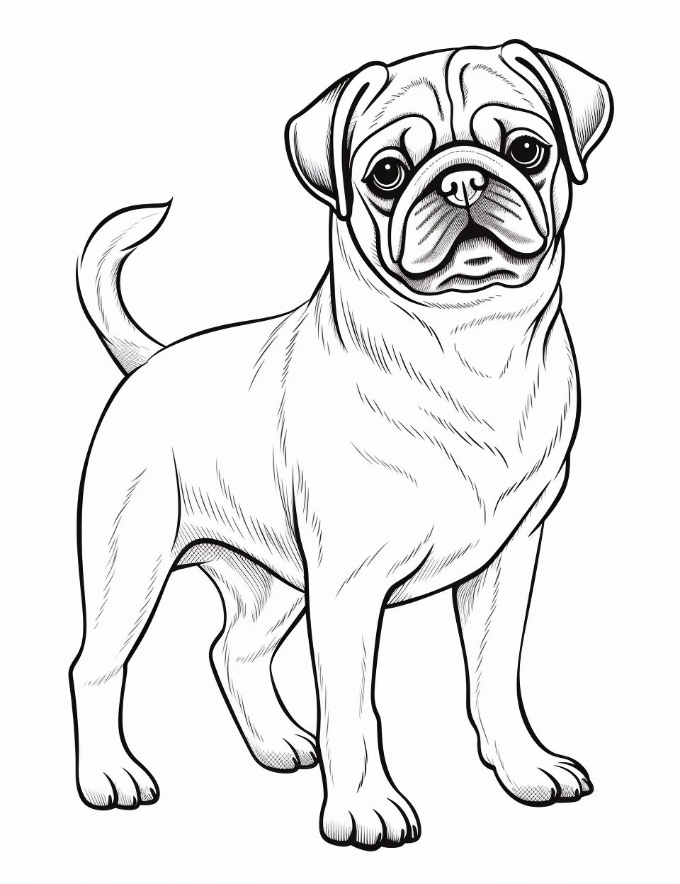 Pug, Dog, Coloring Page, Dog Coloring, Printable Coloring Page ...