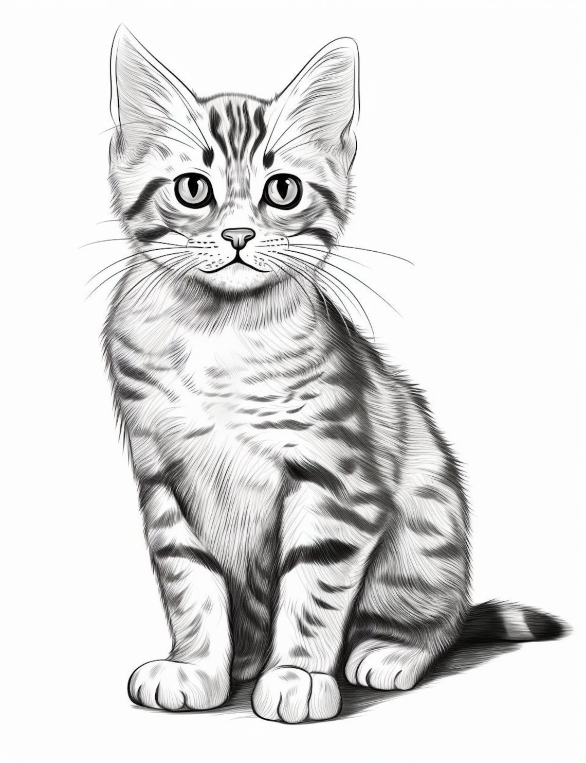 Tabby Cat, Cat Portrait, Cat Coloring Page, Printable Coloring Page ...