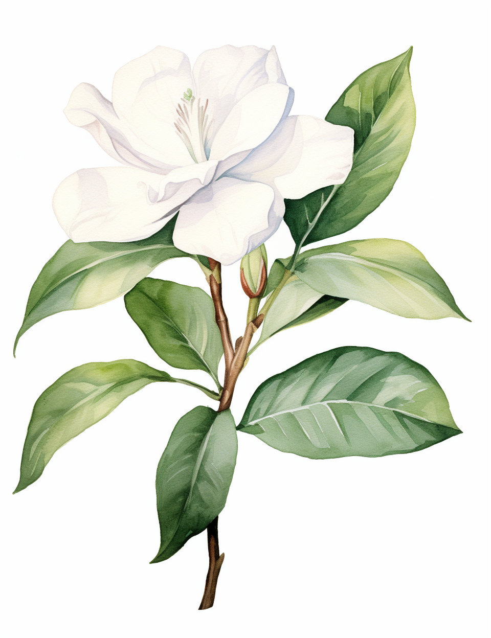 Gardenia, Flowers, Watercolor Clipart, Flower Portrait, Digital Prints ...
