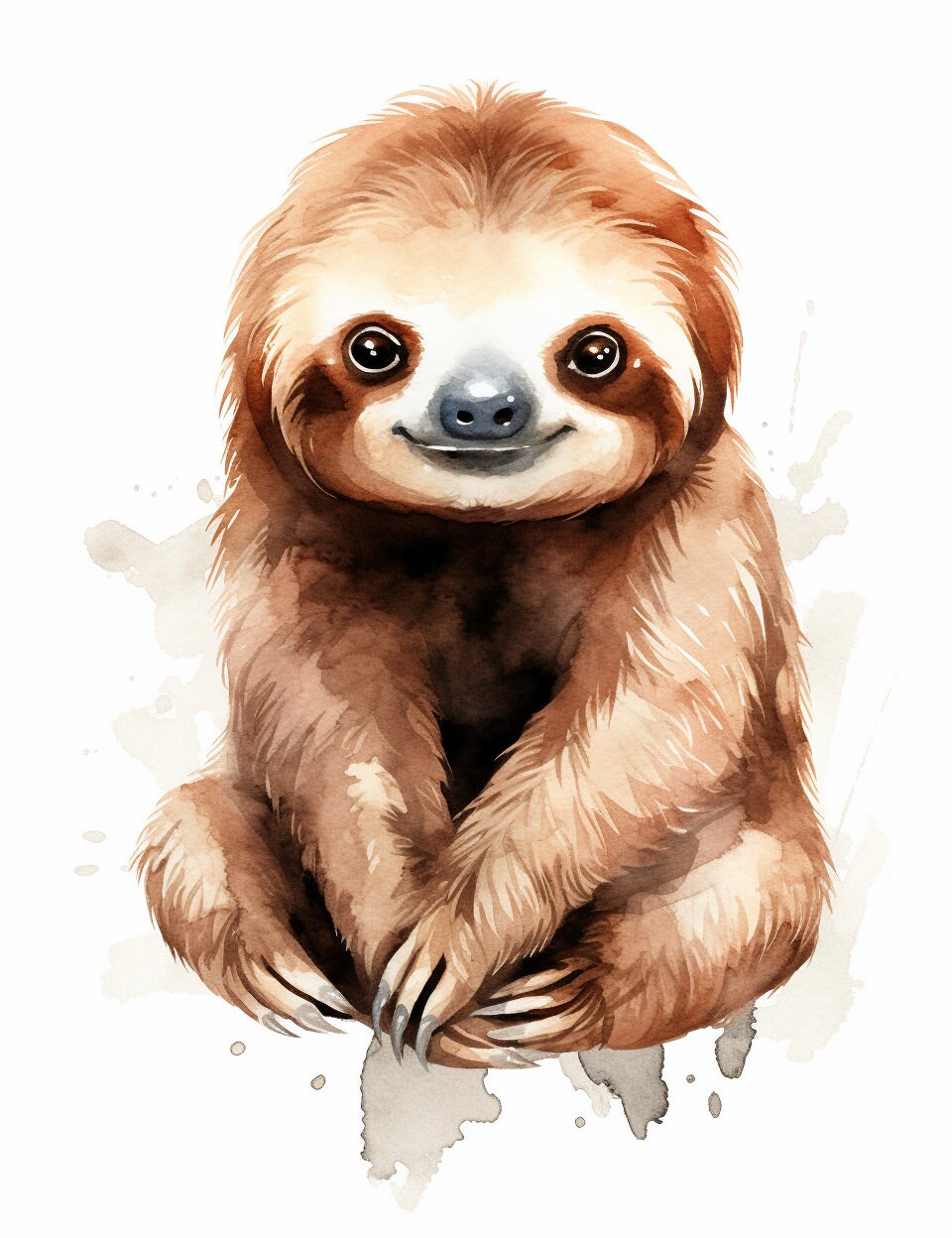 Sloth, Watercolor Clipart, Transparent, Wall Art, Animal Clipart ...