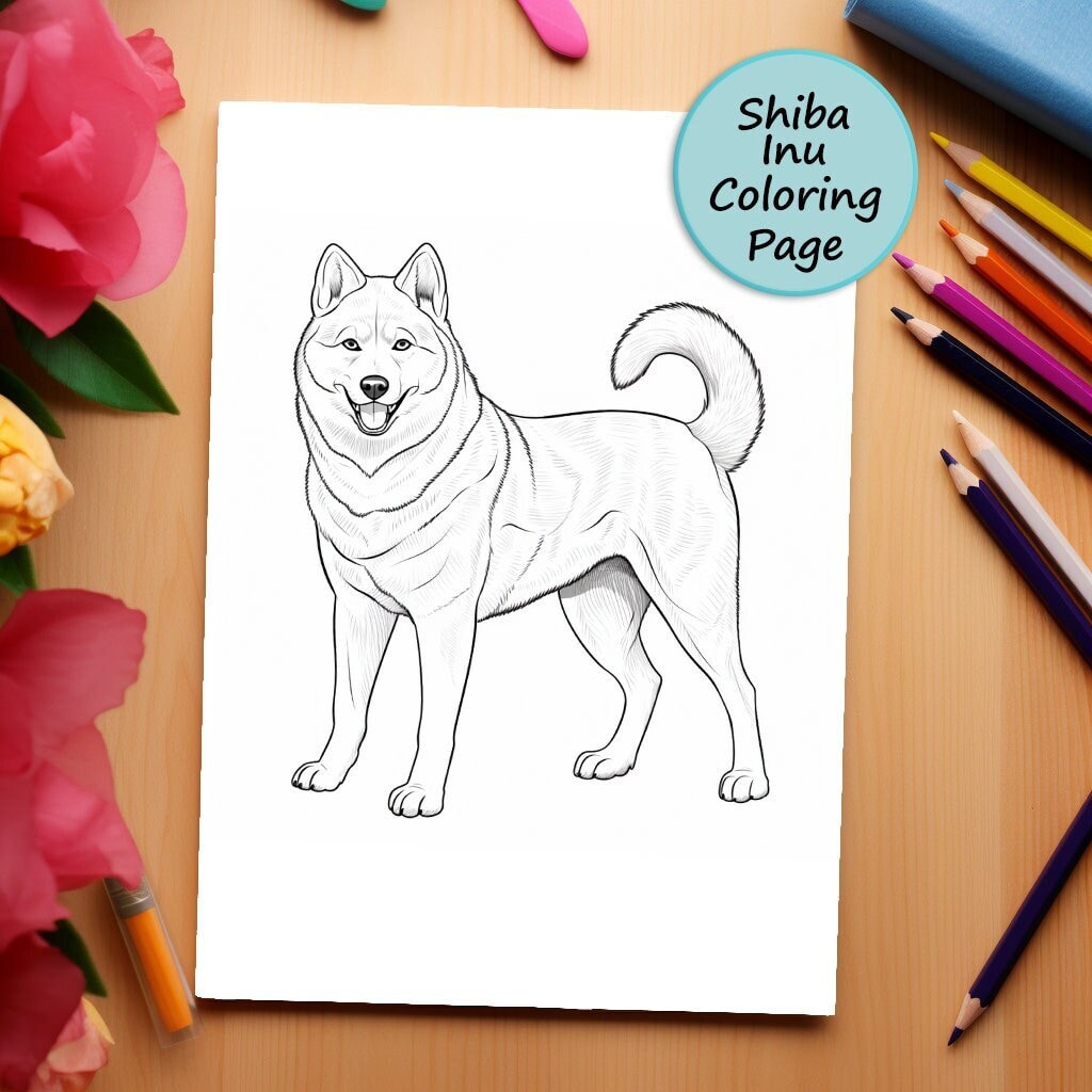 Shiba Inu, Dog, Coloring Page, Dog Portrait, Printable Coloring Page ...
