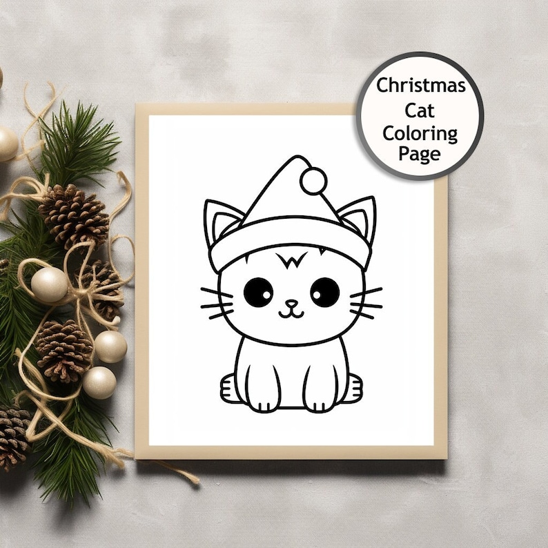 Christmas Cat, Christmas Coloring, Printable Coloring Page, Coloring ...