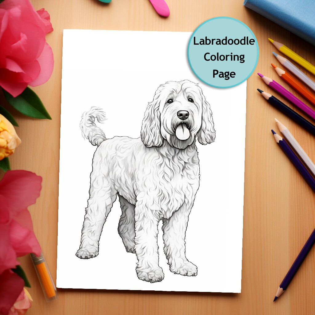 Labradoodle, Dog, Coloring Page, Pet Portrait, Printable Coloring Page ...