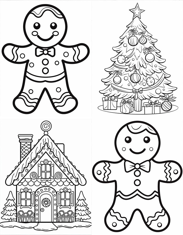 Christmas, Printable Coloring Pages, PNG, Digital Prints, Coloring for ...