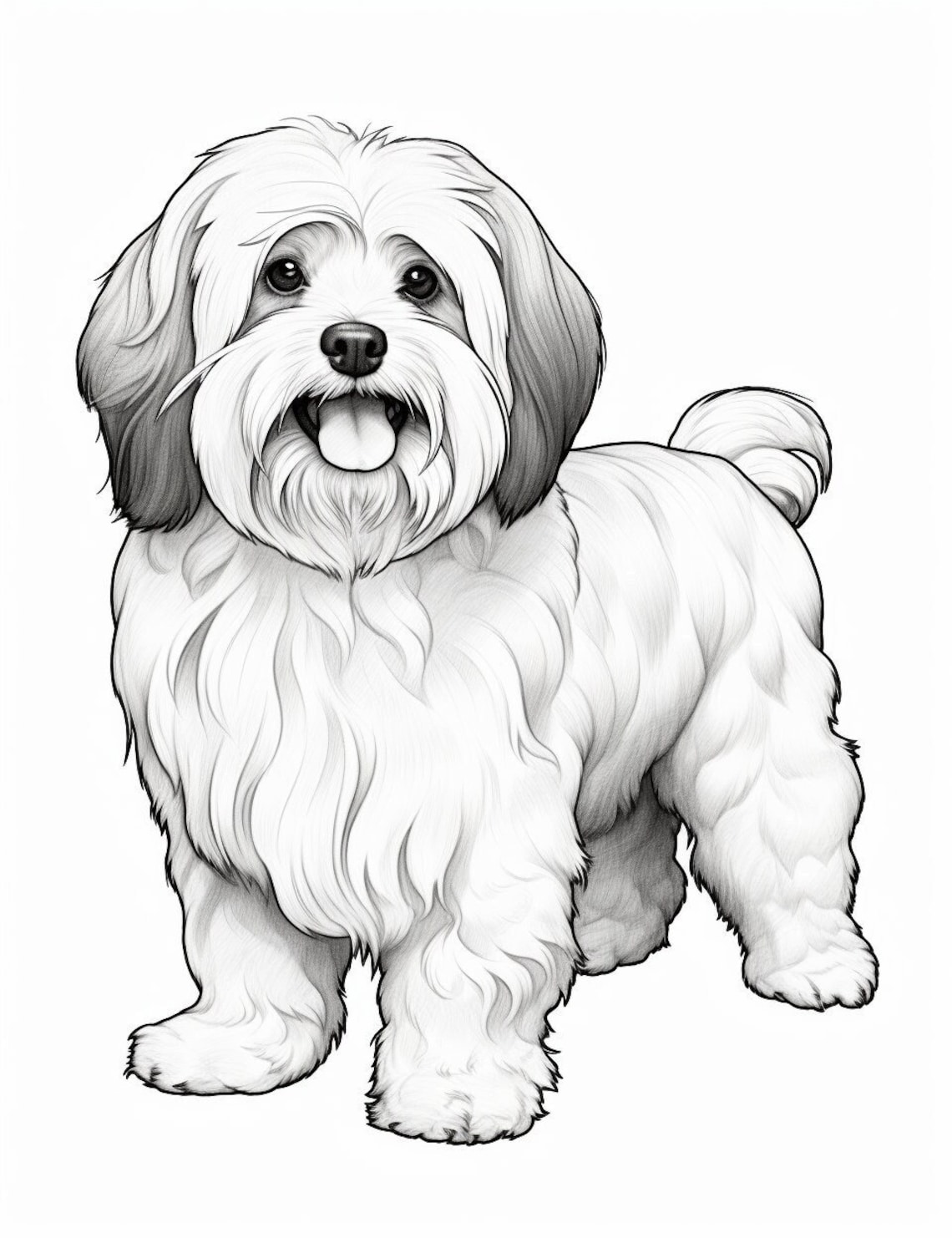 Havanese, Dog, Coloring Page, Dog Portrait, Printable Coloring Page ...