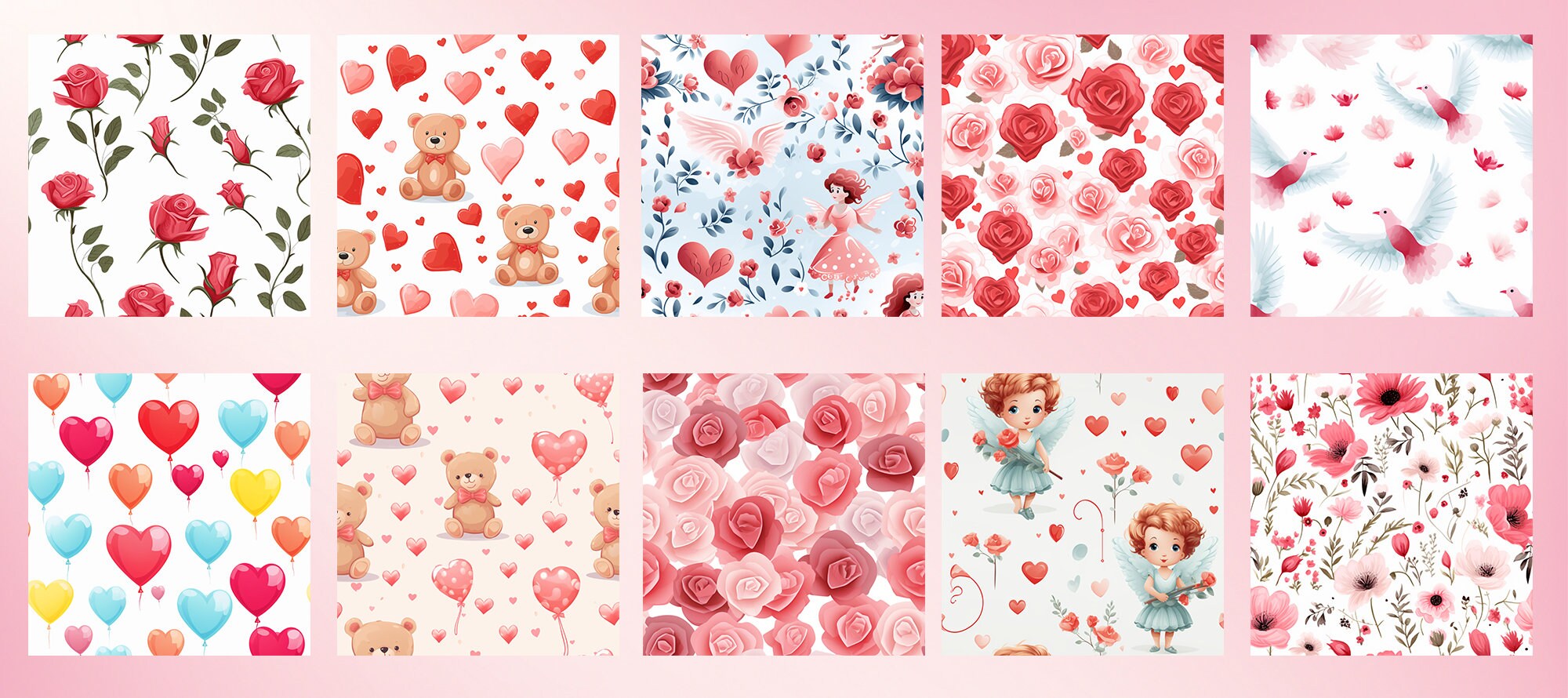 20 Valentines Day Digital Seamless Patterns, Valentines Day Paper ...