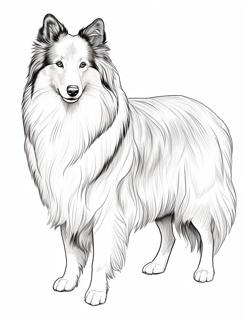 Sheltie, Dog, Coloring Page, Dog Portrait, Printable Coloring Page ...