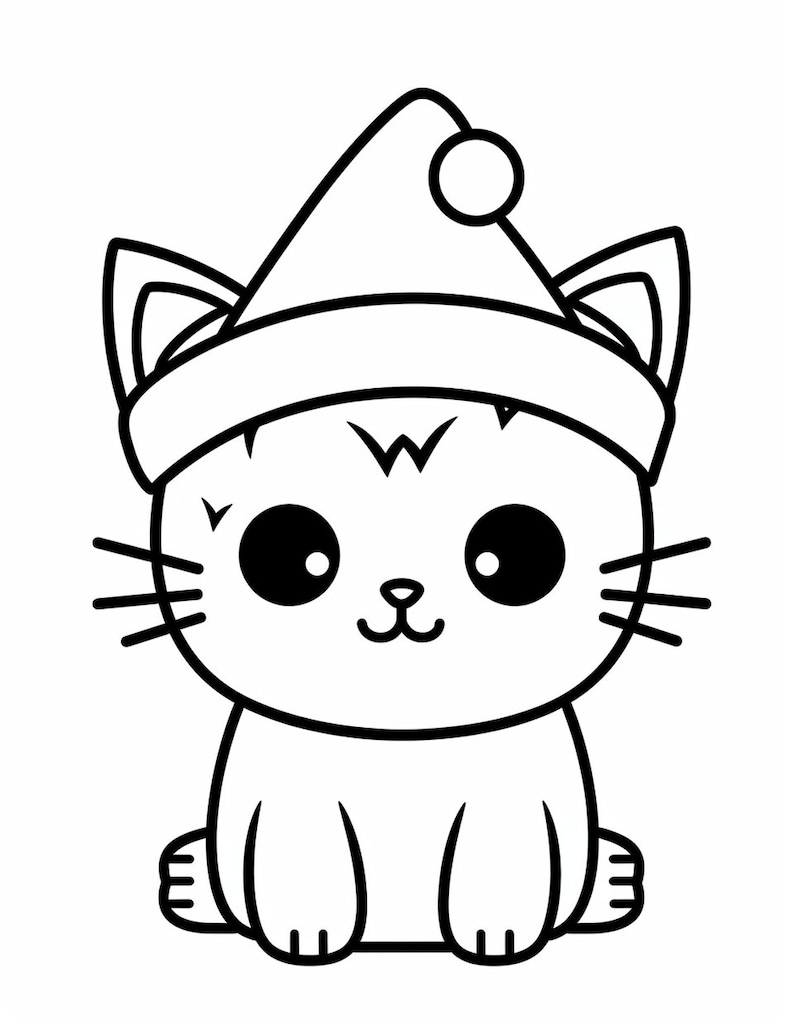 Christmas Cat, Christmas Coloring, Printable Coloring Page, Coloring ...