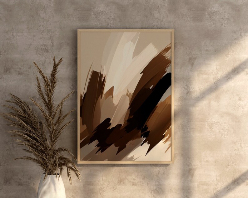 Printable Neutral Tone Paint Brush Strokes Wall Art Digital - Etsy