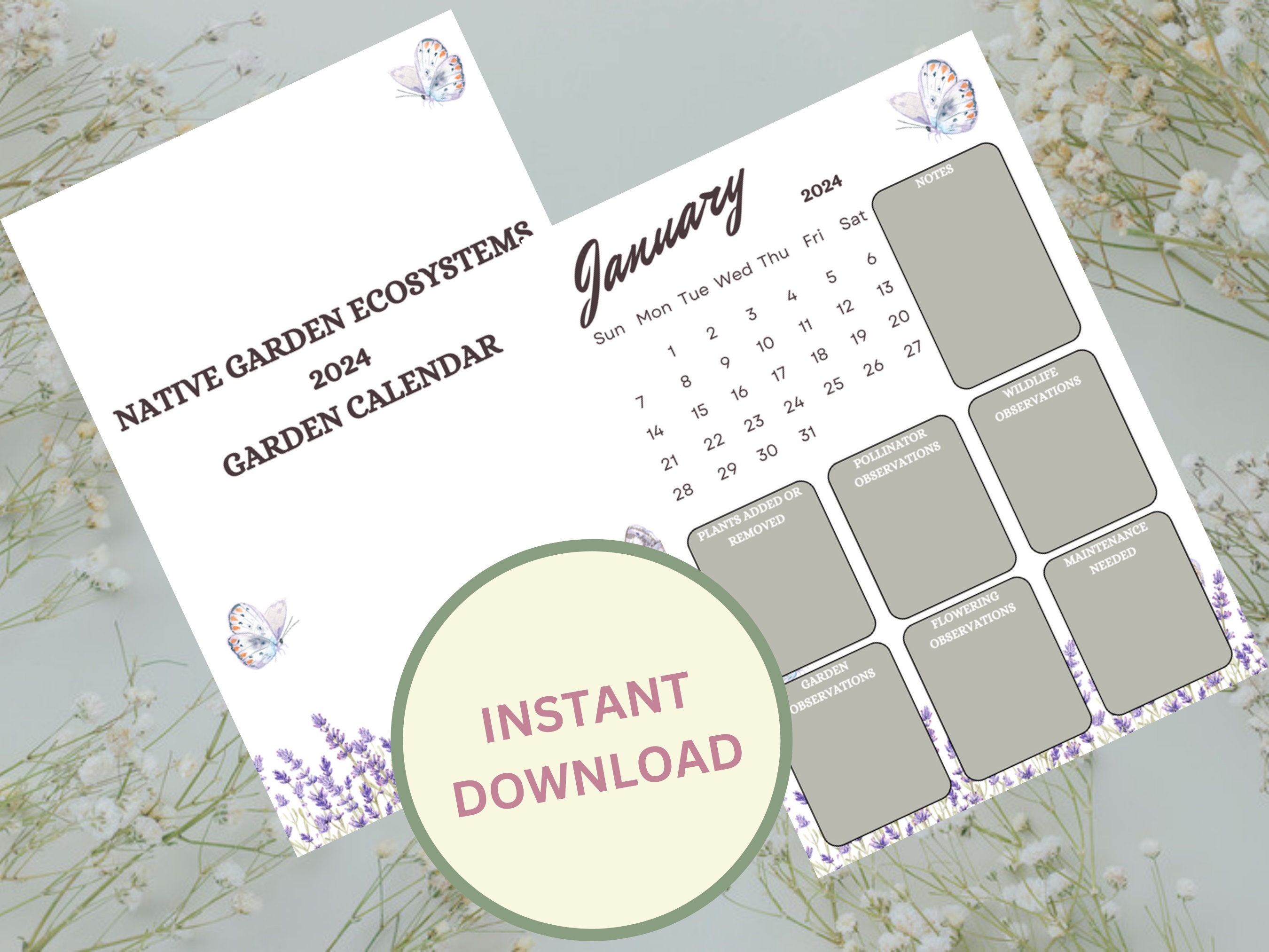 Native Plant Journaling Calendar White, Plant Profile, Garden Planner ...