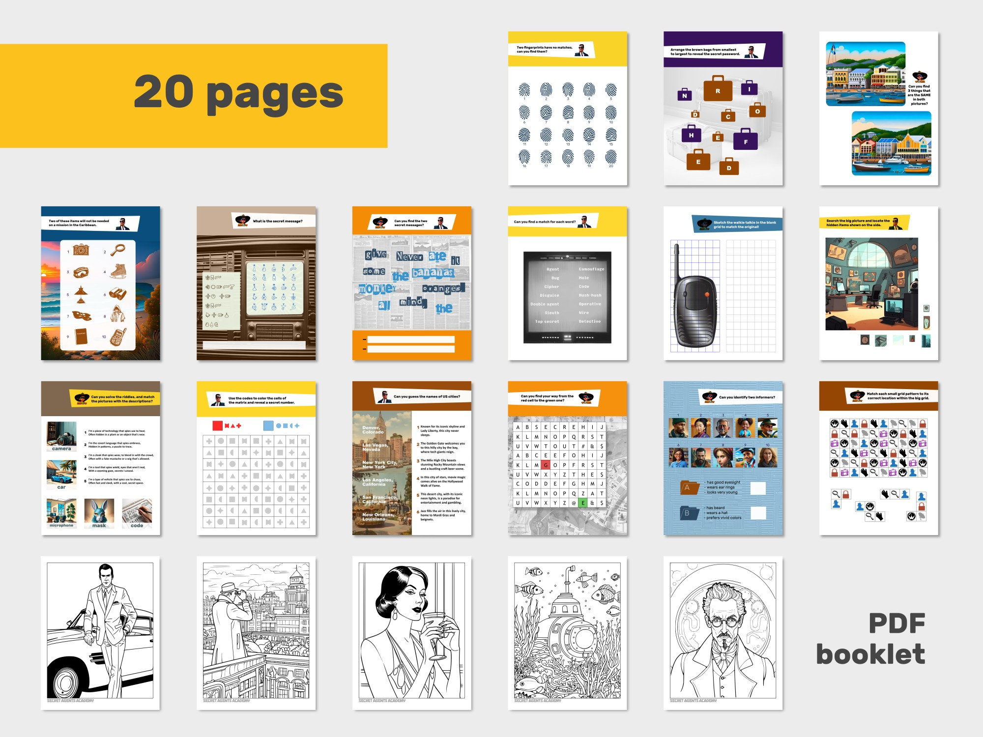 Printable Spy Game Kit, Detective Puzzles, Activities for Kids, Spy ...