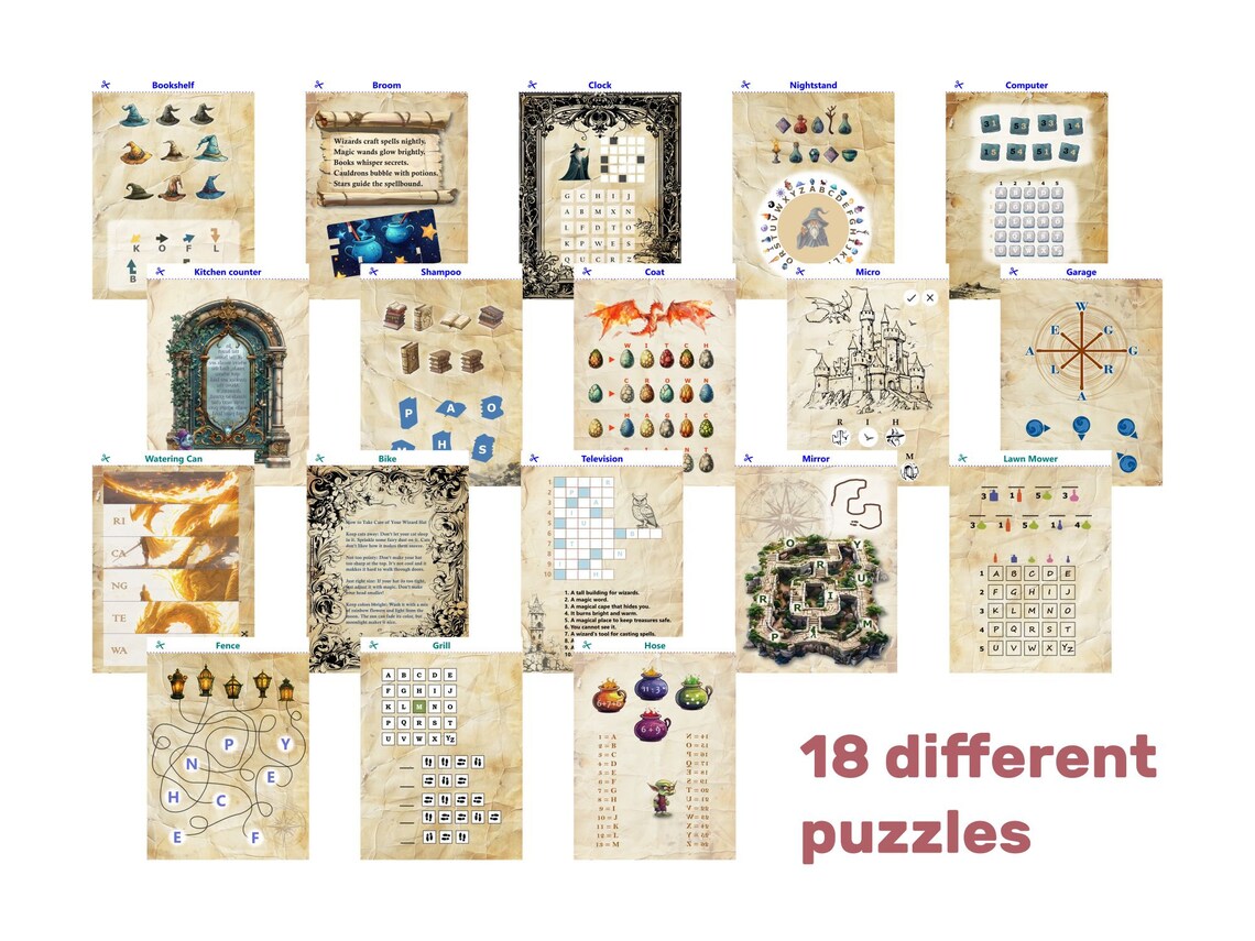 Printable Wizard Treasure Hunt, Indoor Outdoor Clues, Birthday Party ...