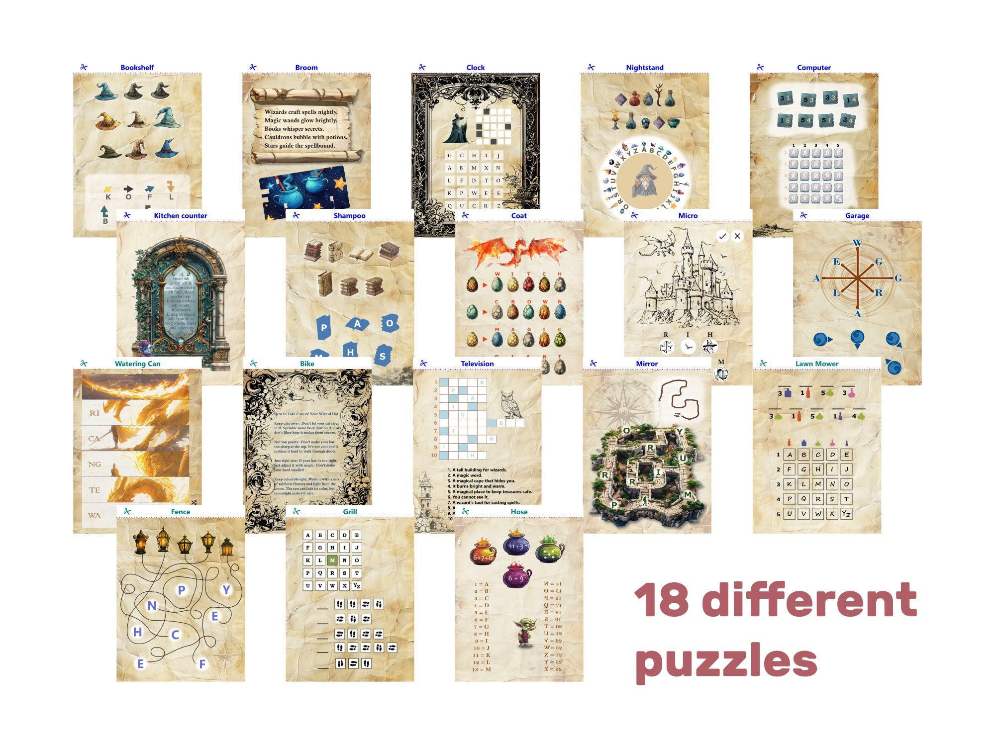 Printable Wizard Treasure Hunt, Indoor Outdoor Clues, Birthday Party ...