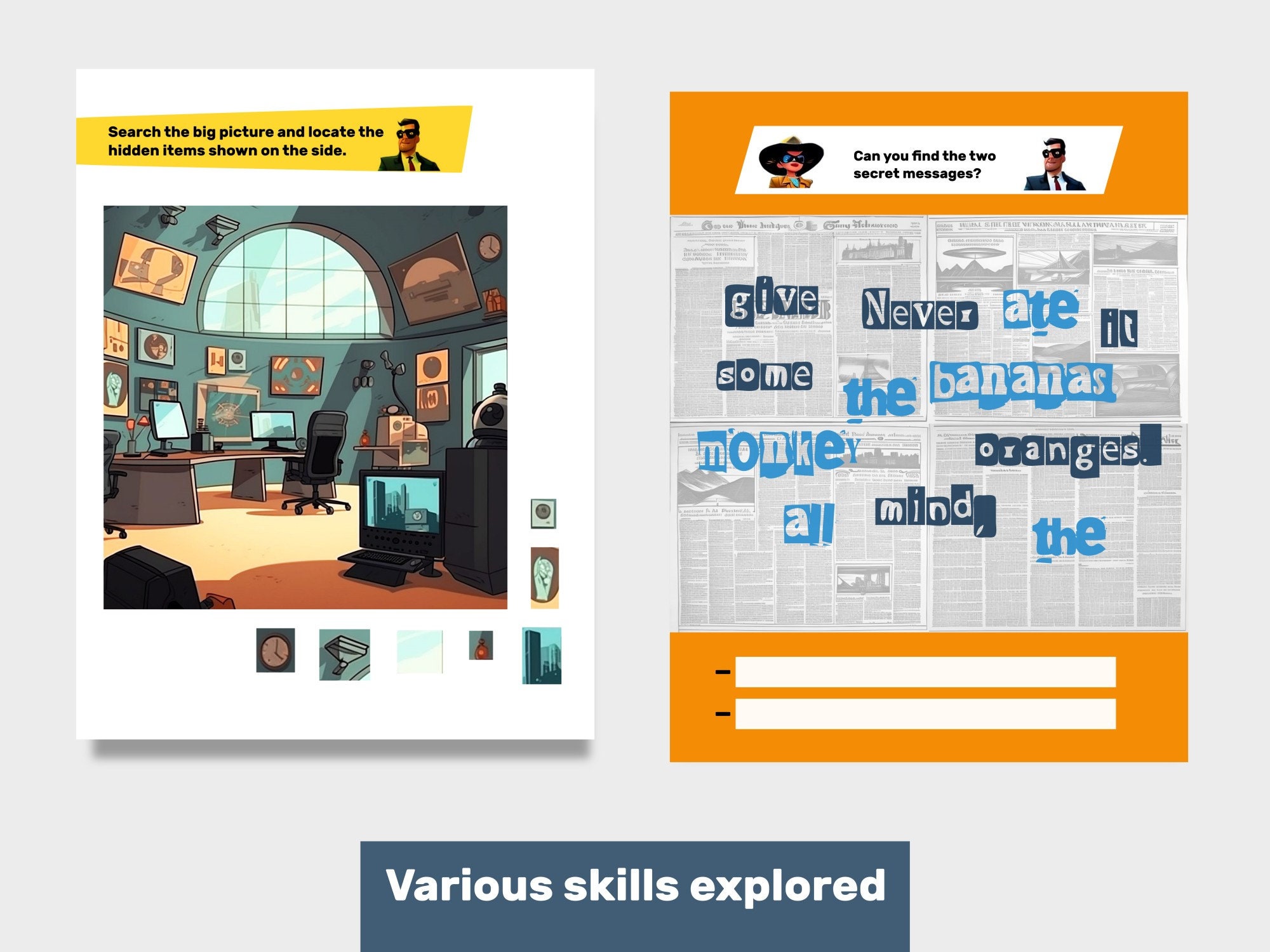 Printable Spy Game Kit, Detective Puzzles, Activities for Kids, Spy ...