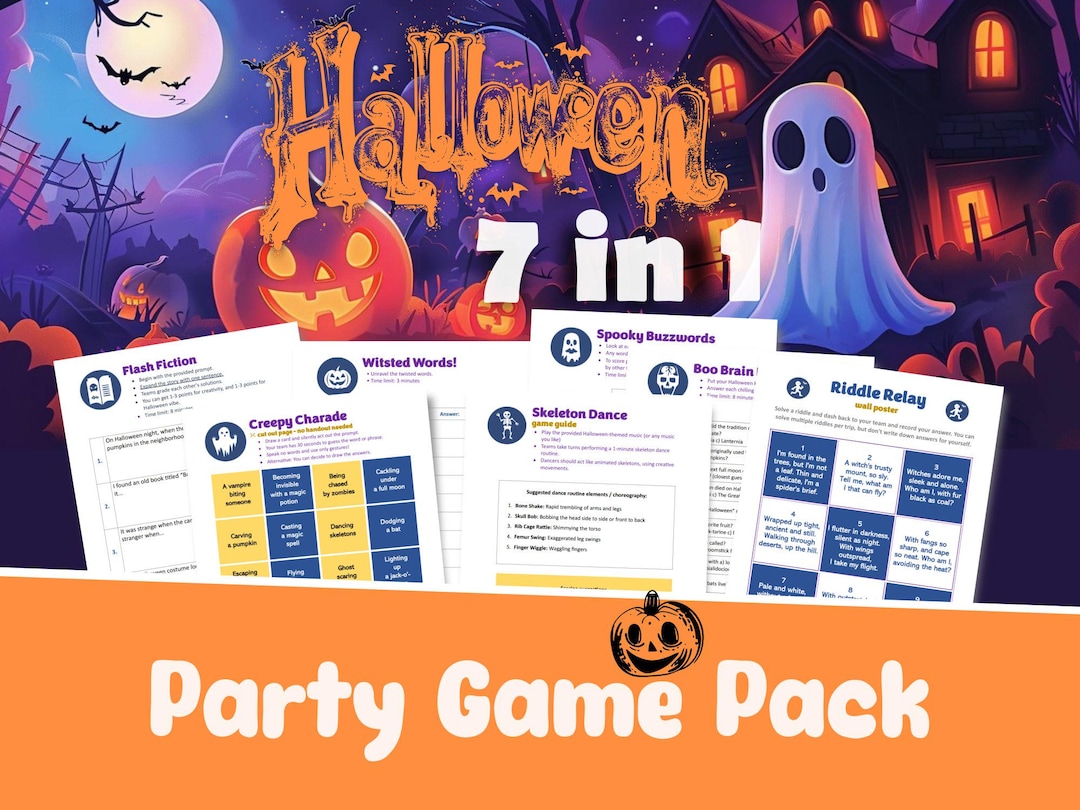 Halloween Party Game Pack, Printable Games, All Ages, Family, School ...
