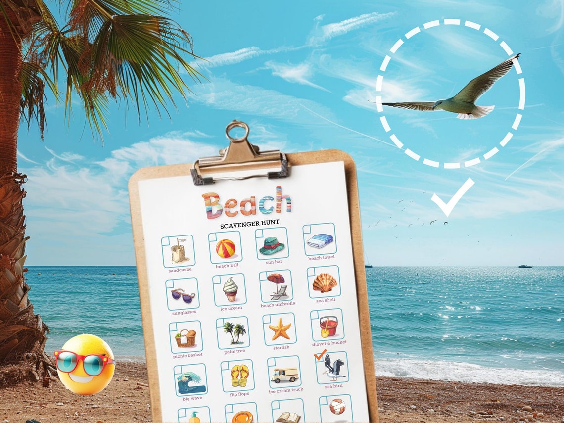 Beach Scavenger Hunt for Kids, Printable Summer Activity, Instant ...