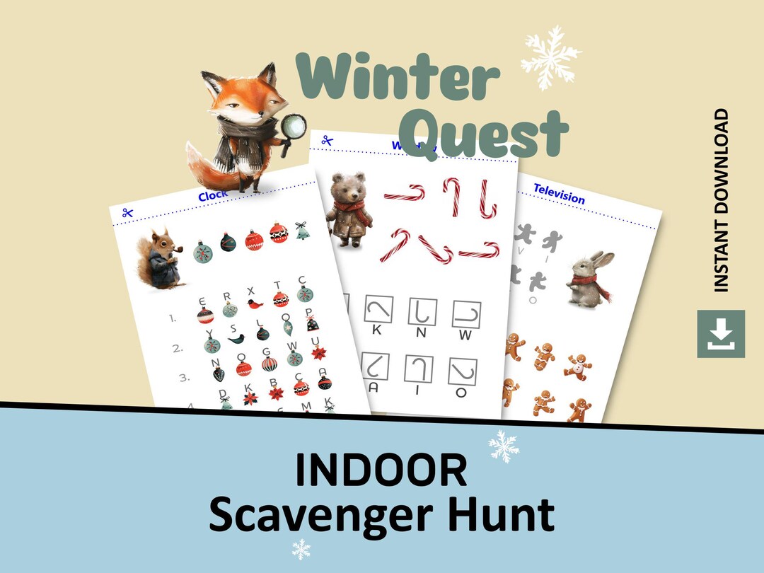 Winter Scavenger Hunt, Indoor Puzzle Game, Christmas Game, Instant ...