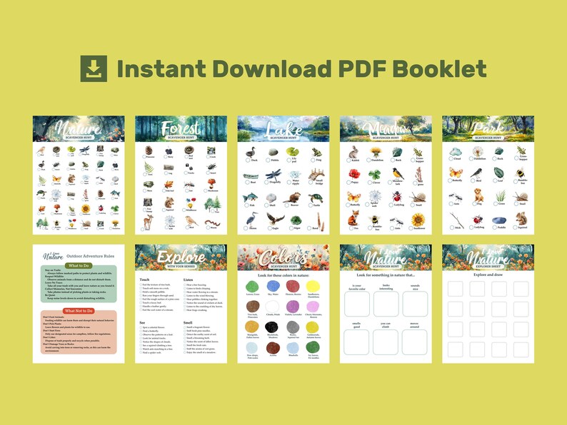 Nature Scavenger Hunt for Kids, Printable Game Pack, Outdoor Activities ...