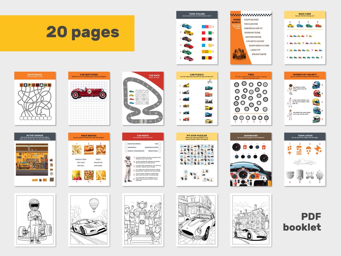 Printable Race Car Activities, Car Race Game for Kids, Sports Car ...