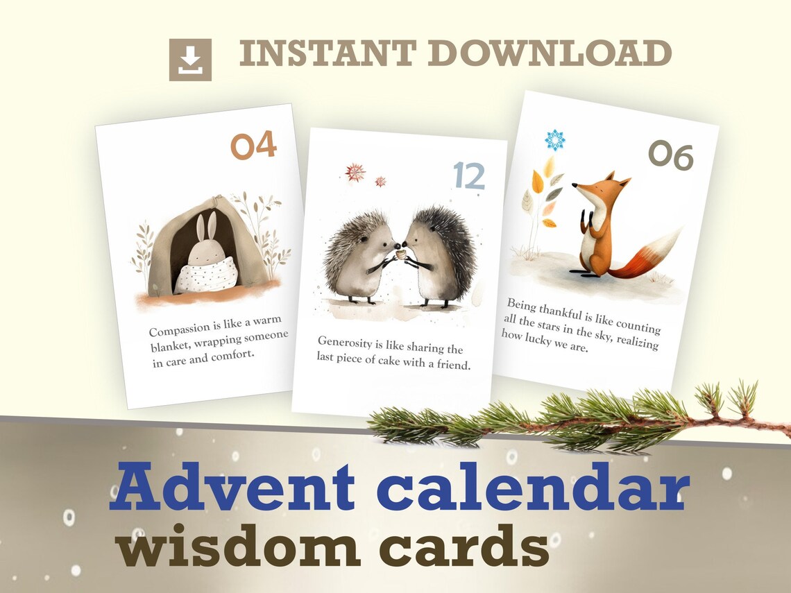 Printable Advent Calendar Cards Christmas Countdown Brainy Quotes ...