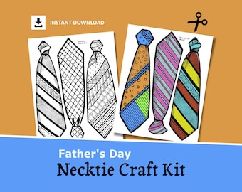 Father's Day Necktie Craft Kit, Printable DIY Ties for Kids, Easy Cut ...