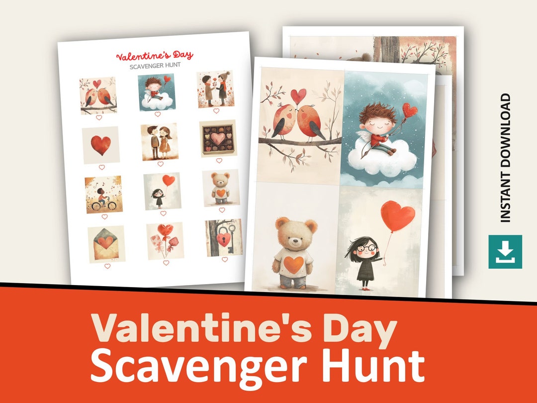 Printable Scavenger Hunt, Valentine's Day Game for Kids With Picture ...