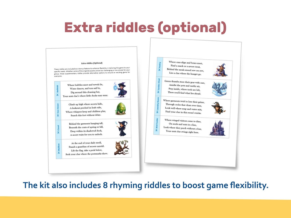 Printable Wizard Treasure Hunt, Indoor Outdoor Clues, Birthday Party ...