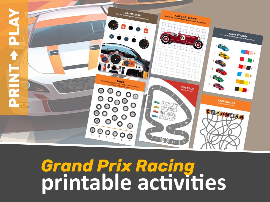 Printable Race Car Activities, Car Race Game for Kids, Sports Car ...