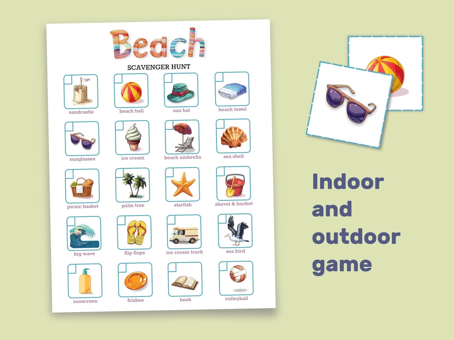 Beach Scavenger Hunt for Kids, Printable Summer Activity, Instant ...