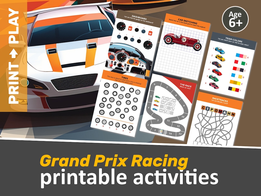 Printable Race Car Activities Car Race Game for Kids Sports - Etsy