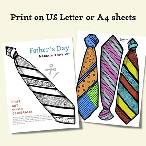 Father's Day Necktie Craft Kit, Printable DIY Ties for Kids, Easy Cut ...