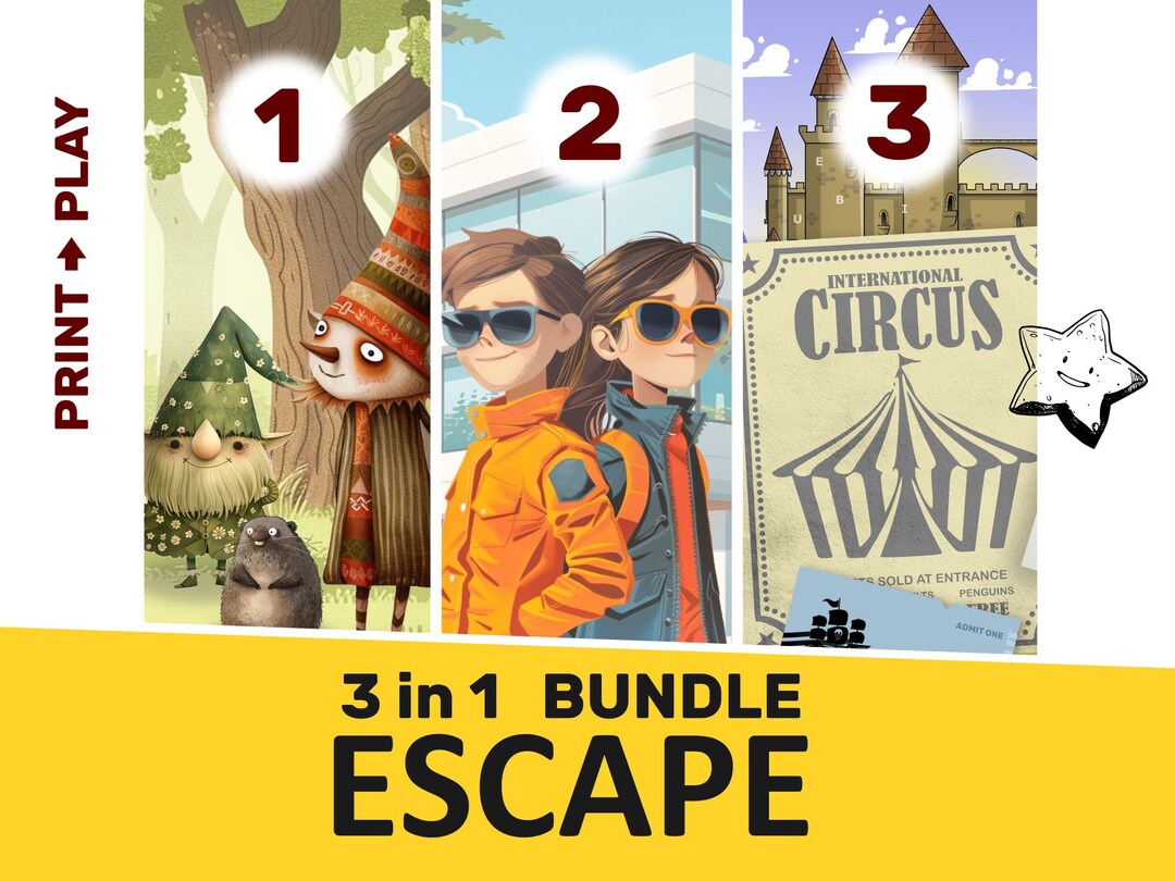 Printable Escape Room for Kids: 3-game Bundle, Escape Kit, Party Game ...