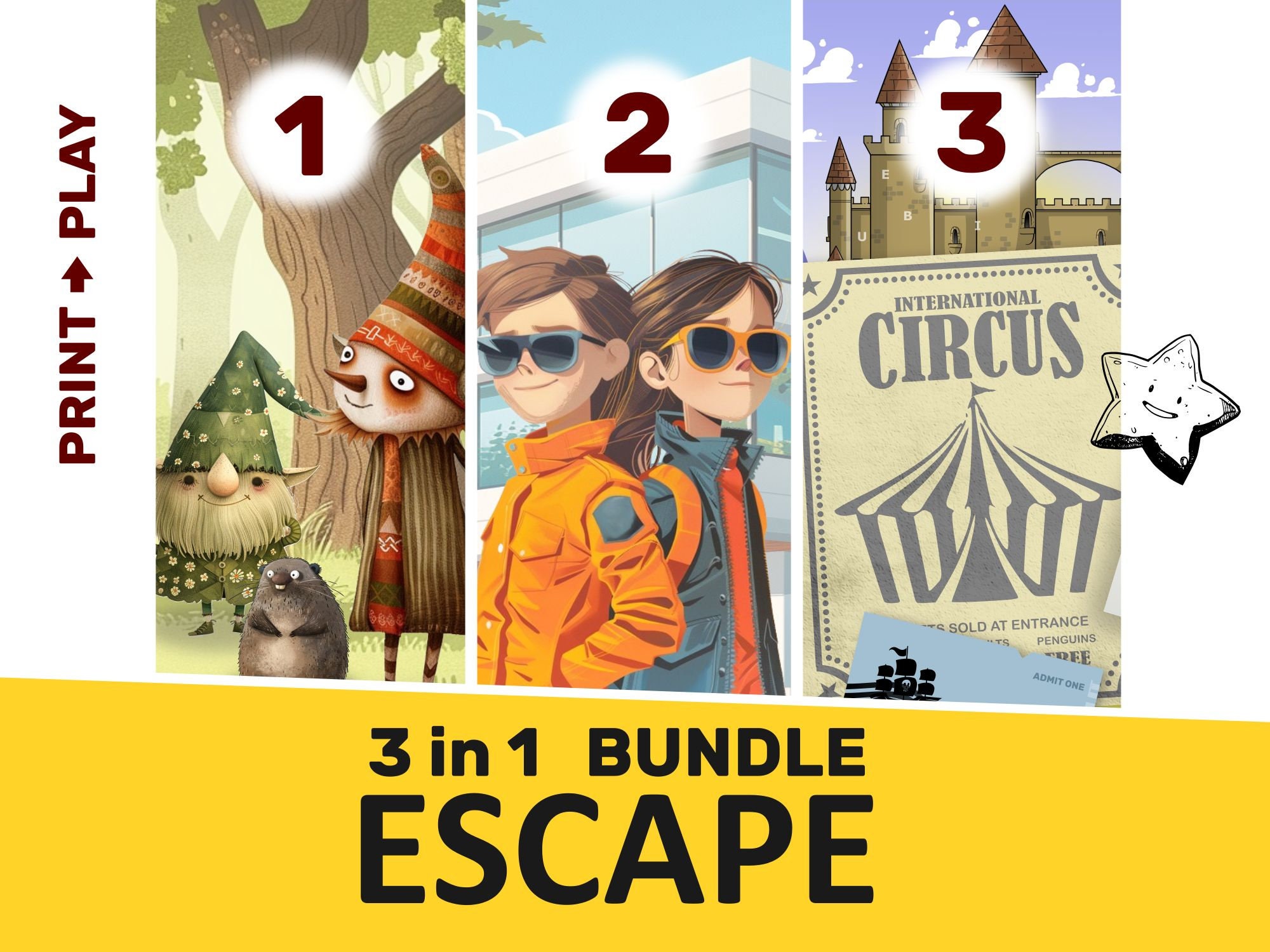 Printable Escape Room for Kids: 3-game Bundle, Escape Kit, Party Game ...