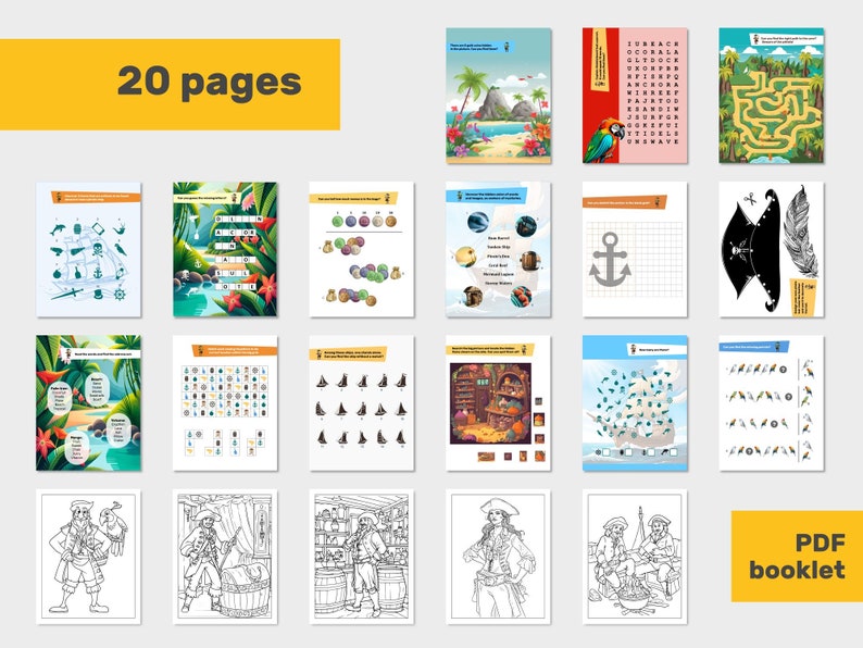 Printable Pirate Puzzles, Pirate Birthday Pack, Party Game for Kids ...