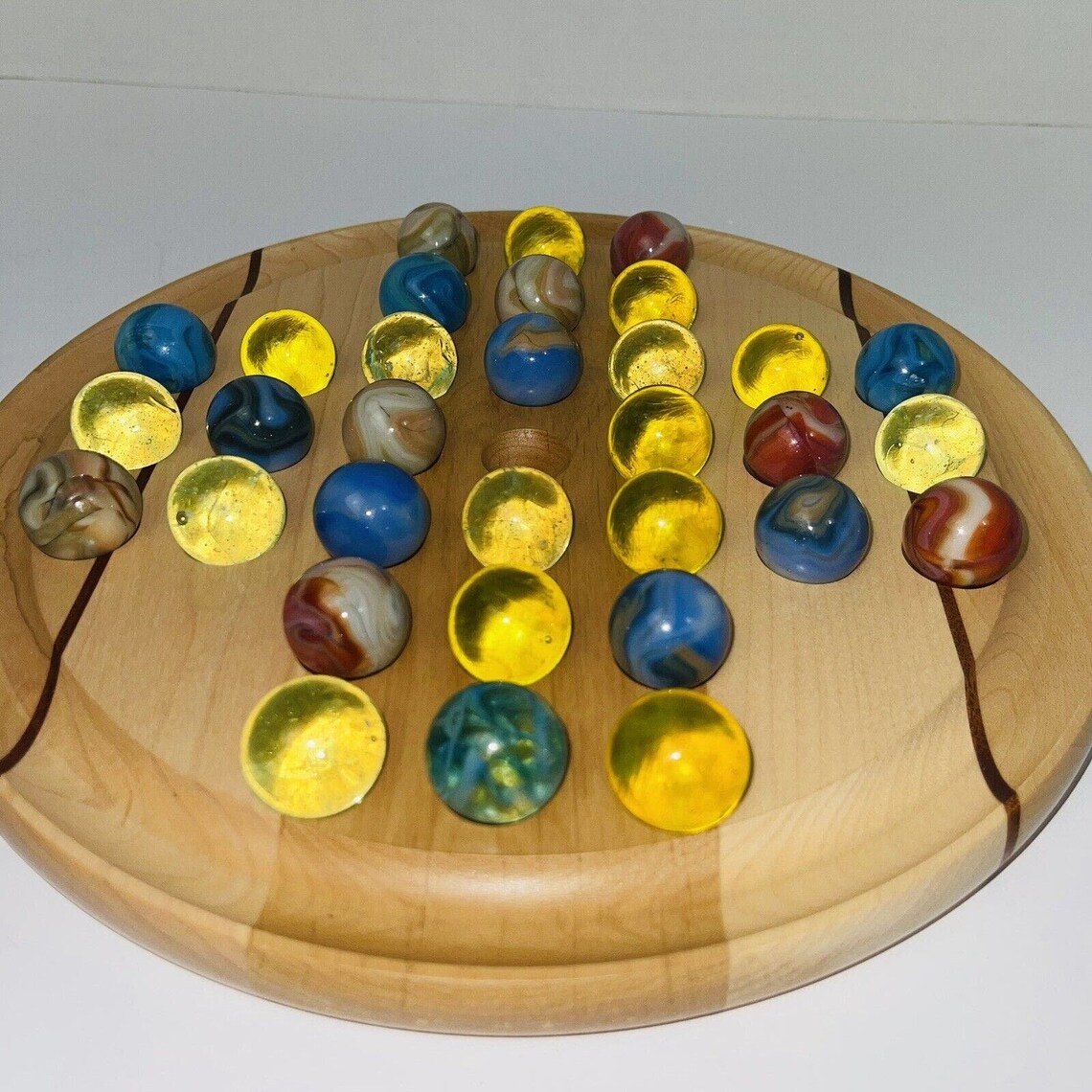 Solitaire Board Game Set Handmade Authentic Wood Finish With 32 Large ...