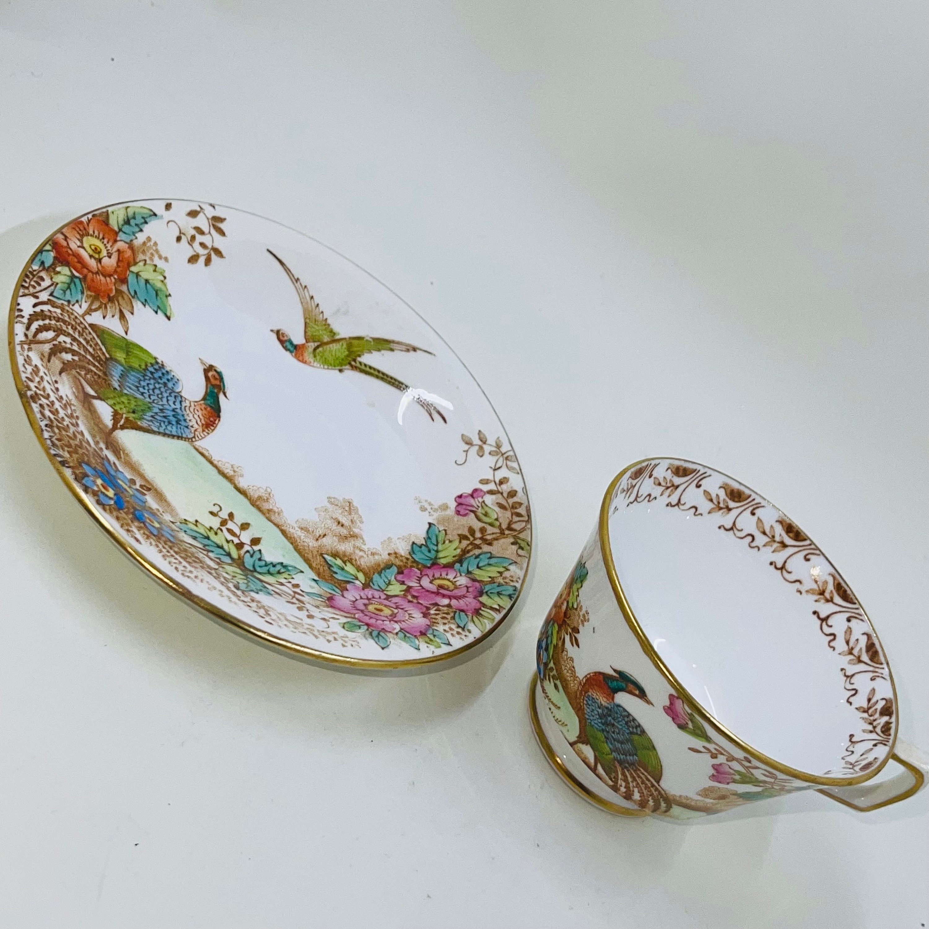 Vintage Sutherland Teacup Saucer Exotic England Bone China Bird ...