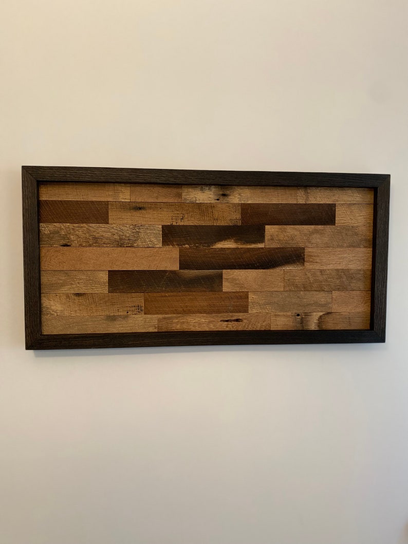 32” X 15” Reclaimed Oak Wall Art / Black Stain Oak Frame / Solid Wood ...