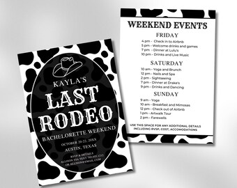 Last Rodeo Bachelorette Invitation Template Cowgirl - Etsy