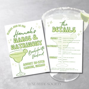 Margs and Matrimony Bachelorette Invitation and Itinerary Template ...