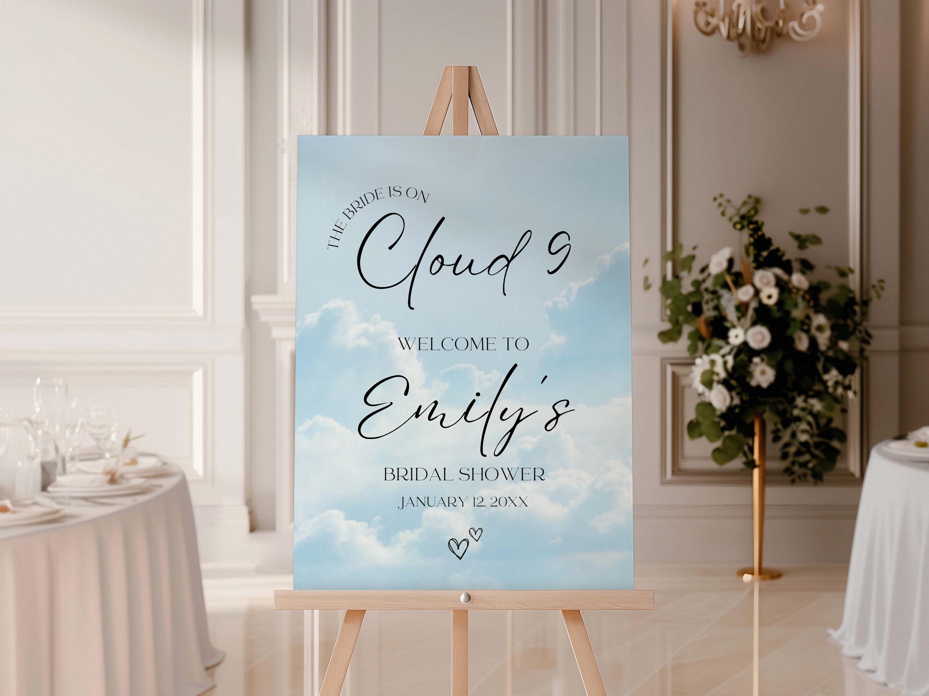On Cloud Nine Bridal Shower Welcome Sign, Bride on Cloud 9 Bridal ...