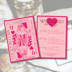 Lucky in Love Bachelorette Invitation and Itinerary Template, Las Vegas ...