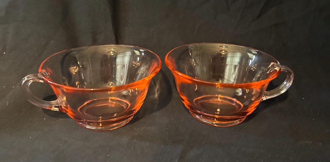 Vintage Cambridge Round Pink Depression Glass Cups Set of 2 - Etsy