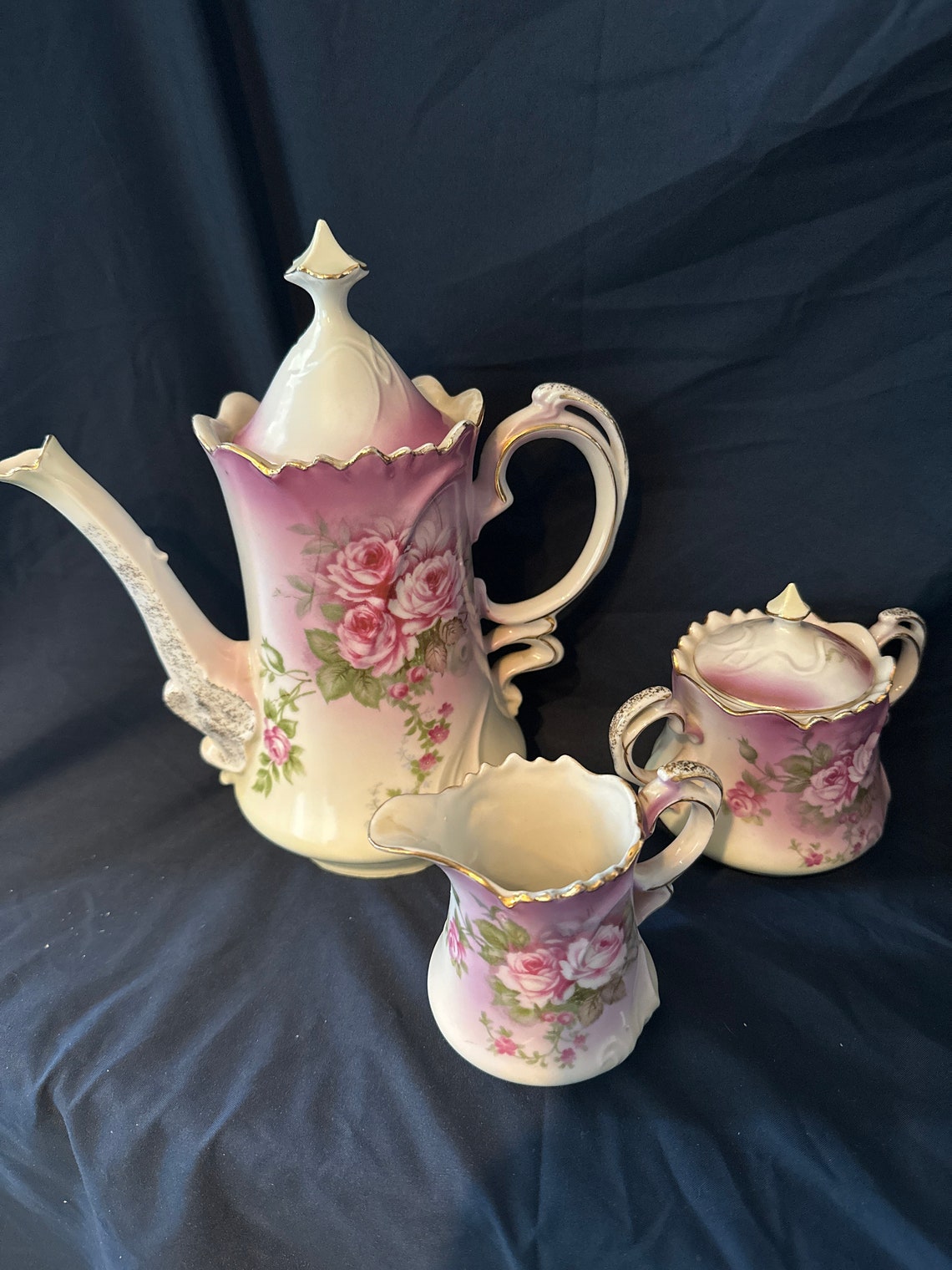 Vintage Lefton China Tea Set Heavenly Roses Etsy