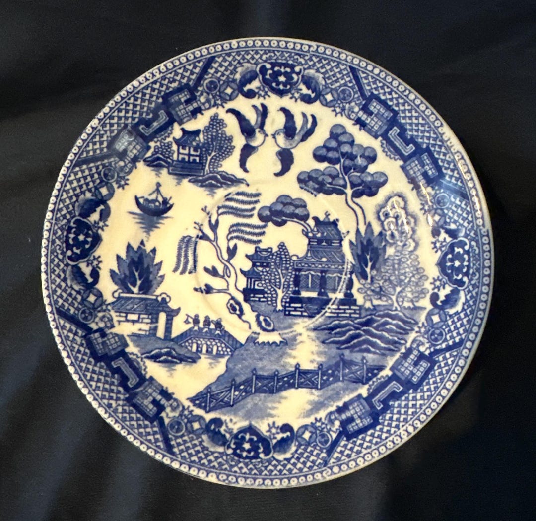 Antique Blue Willow Saucer - Etsy