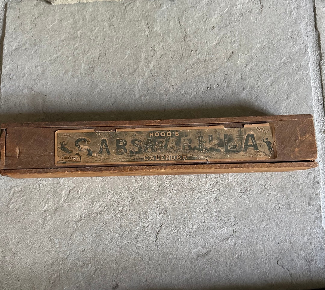 Antique Wooden Hoods Sarsaparilla Calendar Box 1891 - Etsy