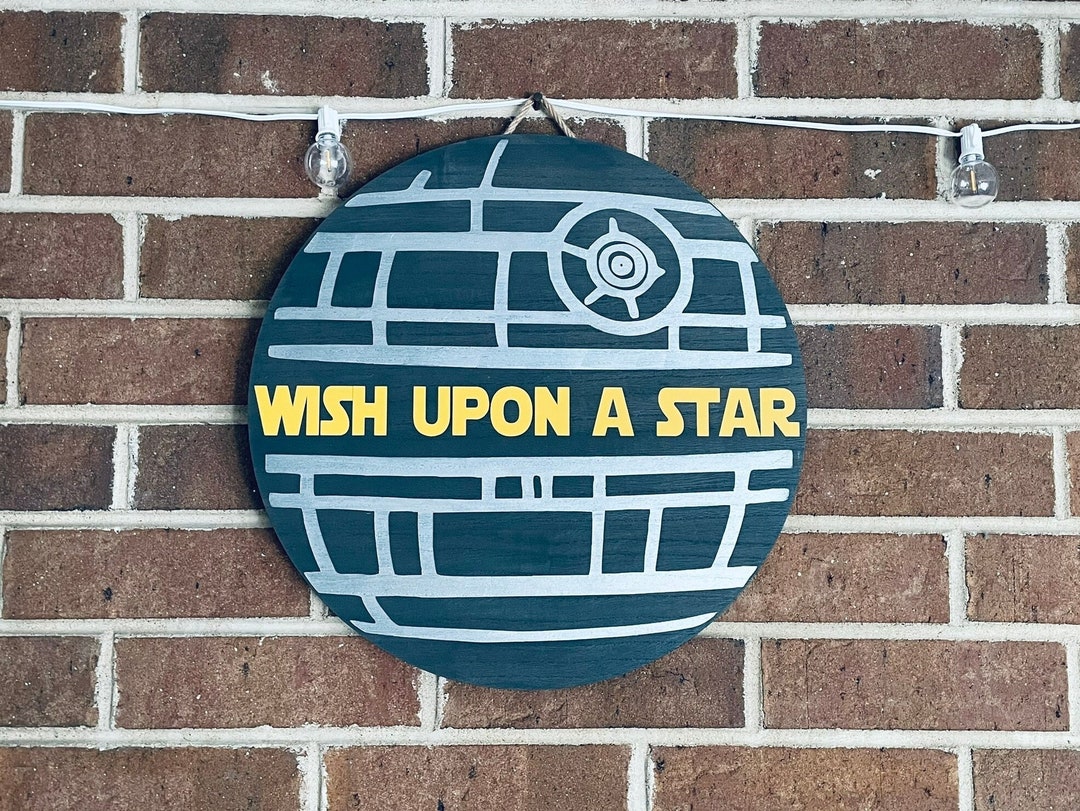 Star Wars Inspired Door Sign/ Nerdy Home Decor/ Wish Upon a Death Star ...