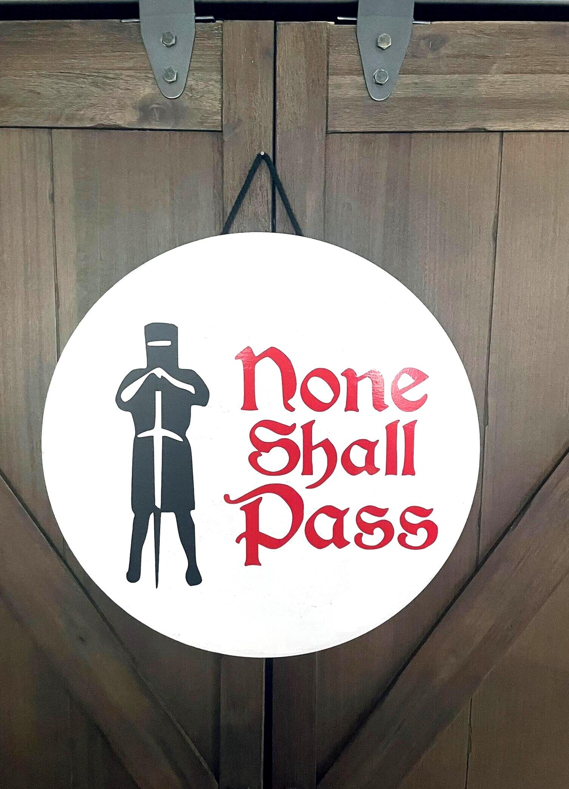 None Shall Pass Wooden Door Hanger – Knight Silhouette Decor – Monty ...