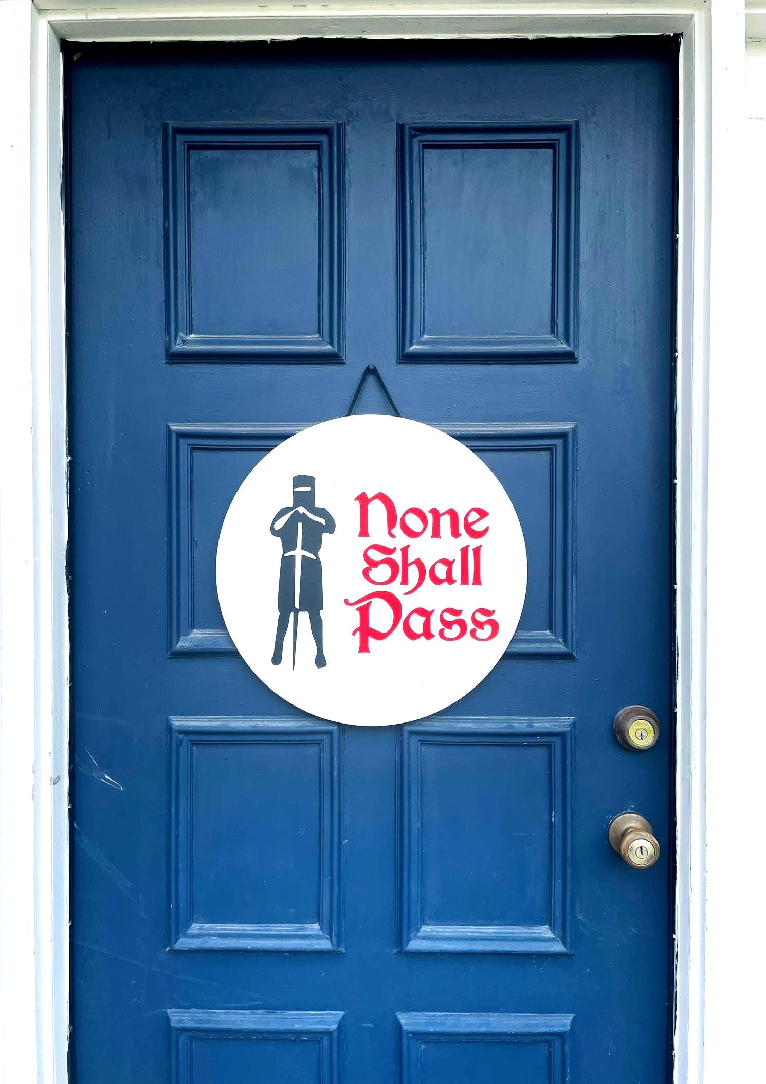 None Shall Pass Wooden Door Hanger – Knight Silhouette Decor – Monty ...